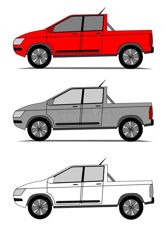 Vector Pickup Truck on White Background Stock Vector - Illustration of ...