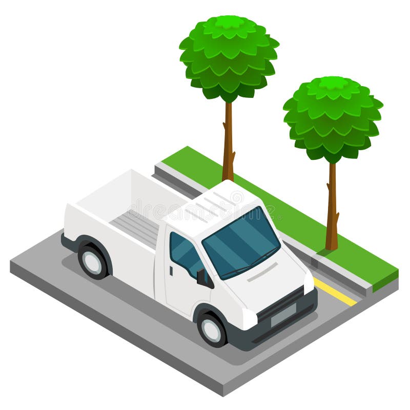 Pickup Construction Isometric 3d Van Car Truck Cargo Stock Vector ...