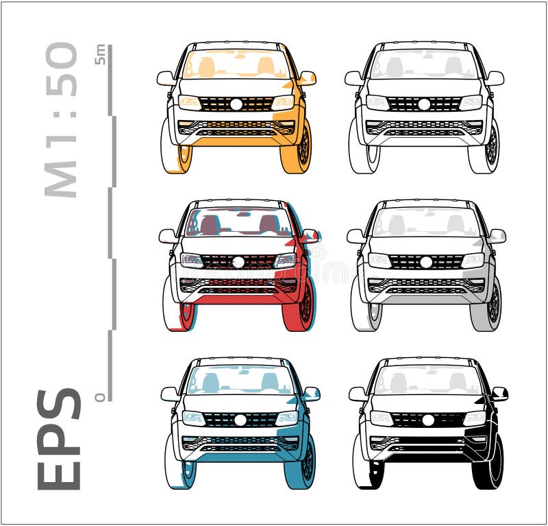 Pickup Cuv Car Vector Icons Set for Architectural Drawing and ...