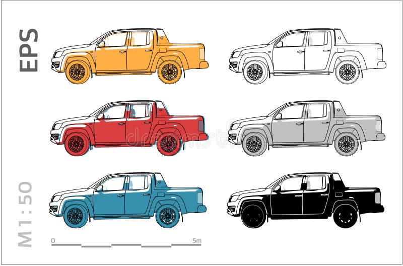 Pickup Cuv Car Vector Icons Set for Architectural Drawing and ...