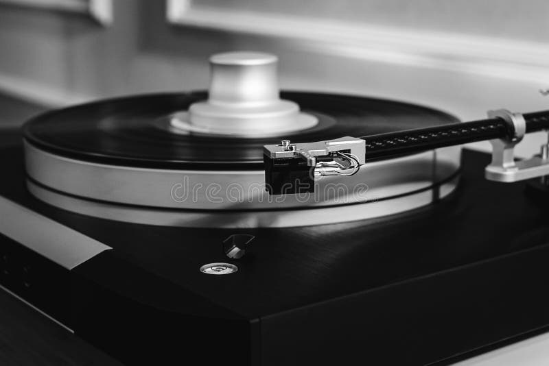 Pickup Head for Turntable Close-up. Black and White Photo Stock Photo ...