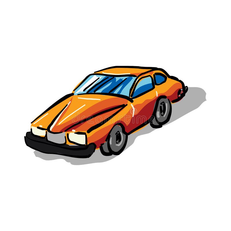 Pickup Icon. Side View. Colored Silhouette. Hand Drawn Vector Flat ...