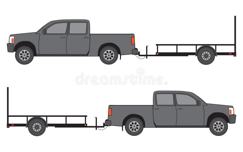 Pickup Truck Pulling Trailer
