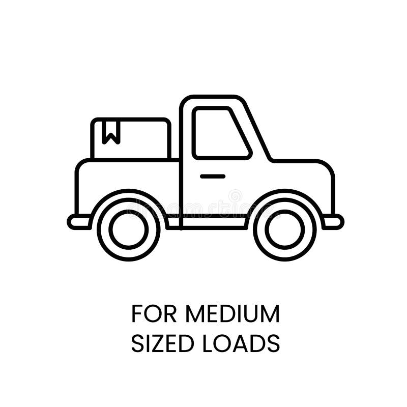 Pickup Truck for Delivery of Medium Sized Cargo, Vector Line Icon with ...
