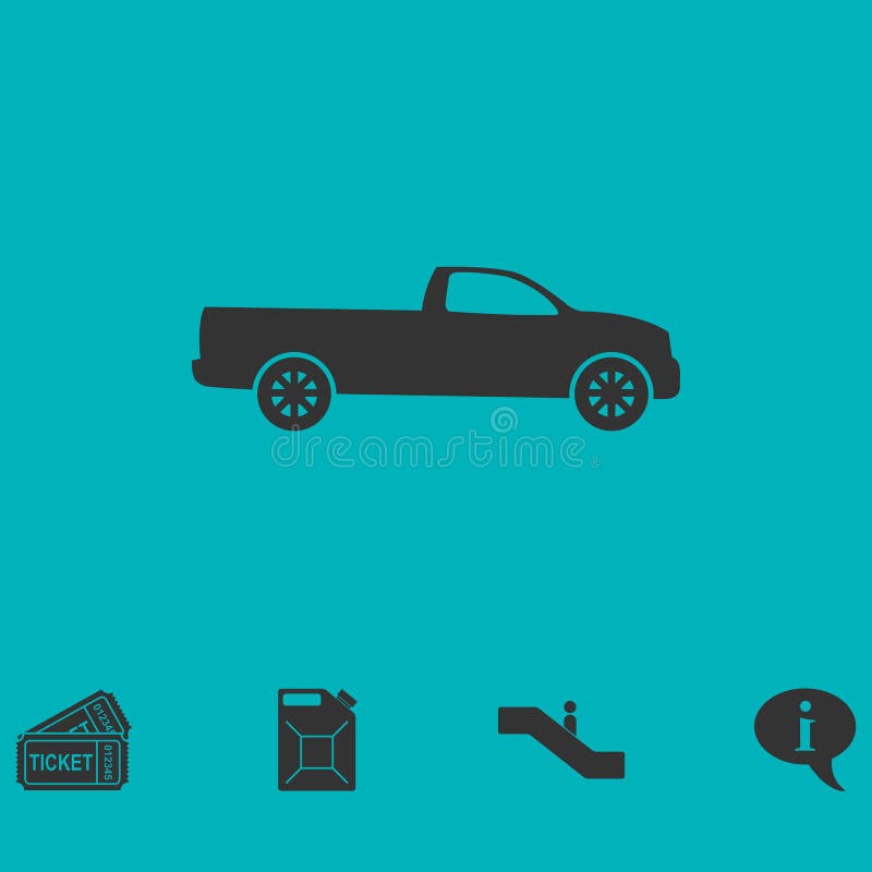 Pickup truck icon flat stock vector. Illustration of mini - 137865512
