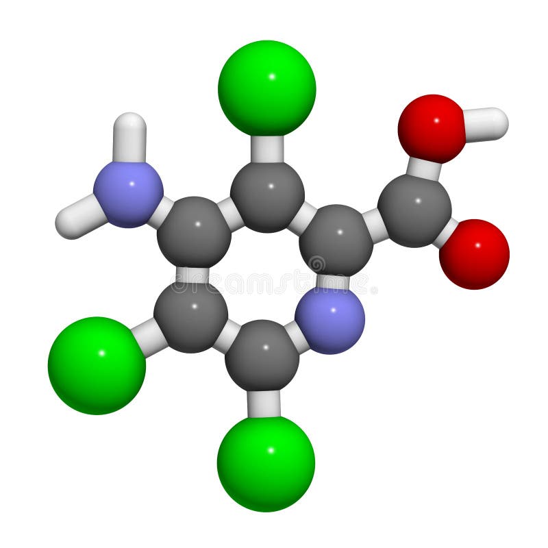 Picloram Herbicide Molecule. Atoms are Represented As Spheres with ...