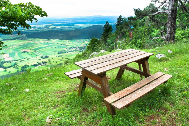 Picnic area stock photo. Image of wooden, blue, lonely - 19775088