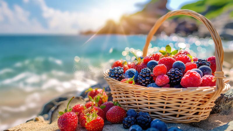 Red Berries Sandy Beach Ocean Background Stock Photos - Free & Royalty ...