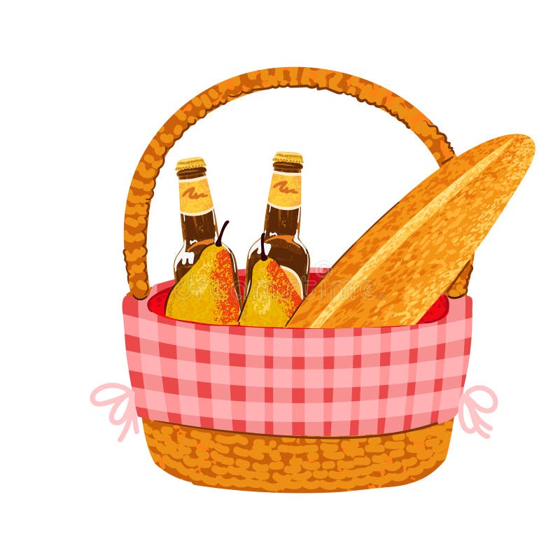 Picnic Basket Colorful Illustration Stock Vector - Illustration of ...