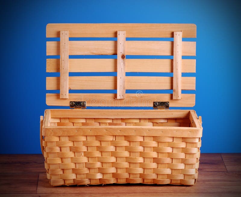 Picnic Basket Open and Empty Stock Image - Image of product, wickerwork ...