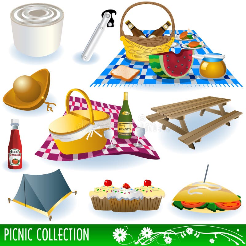 Picnic collection stock vector. Illustration of glass - 13168734