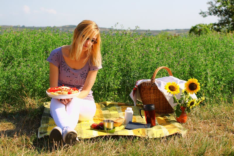 Picnic on the Countryside stock image. Image of wicker - 76775991