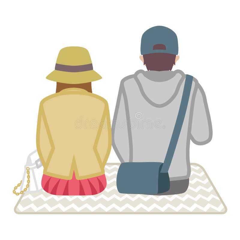 Picnic View from Above Top Graphic Black White Landscape Sketch ...