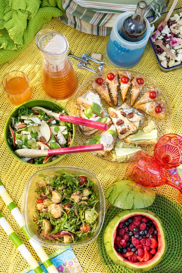 Picnic on grass stock image. Image of green, salt, tomatoes - 41961513