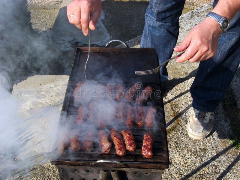 Picnic Grill Cinder Outdoors Meat Lunch Stock Photo - Image of hike ...