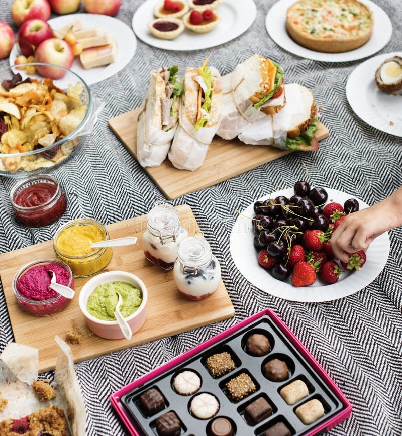 Picnic Lunch Meal Outdoors Park Food Concept Stock Photo - Image of ...