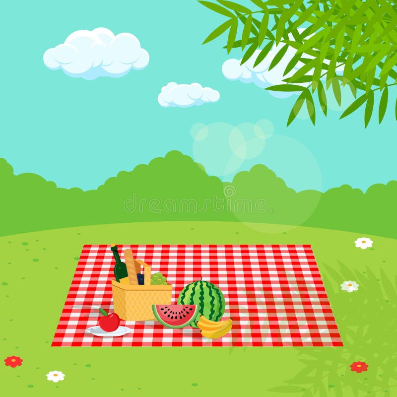 Picnic in nature. stock illustration. Illustration of american - 105313571