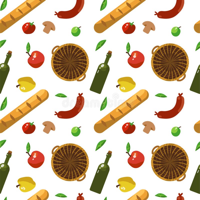 Picnic Pattern Seamless. Food for Bbq and Picnic. Isolated on White ...
