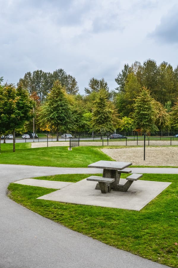 Picnic Table and Benches in a Park Stock Image - Image of leisure ...