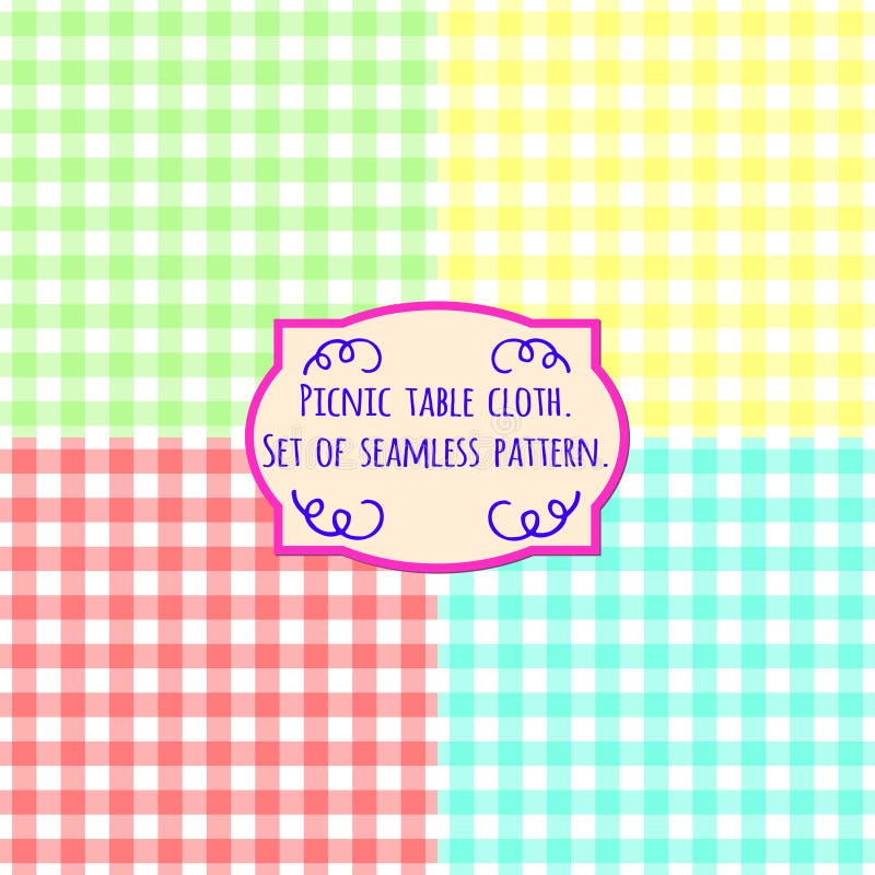 Picnic Table Cloth. Set of Four Pastel Color Square Patterns Stock ...