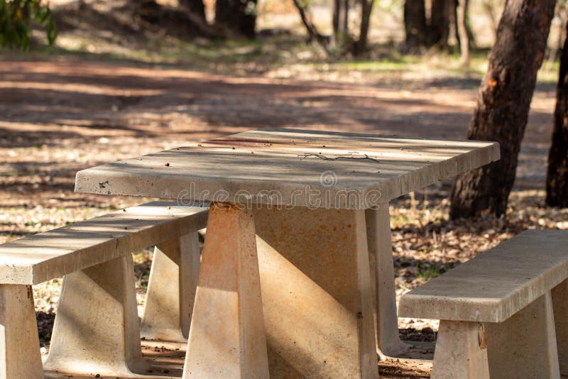 Picnic Table at Nature Reserve Stock Photo - Image of seat, trees ...