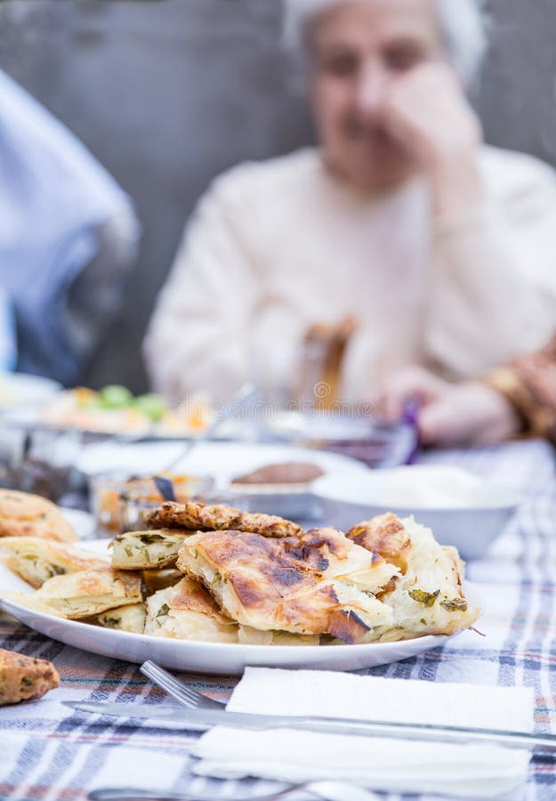 Picnic table stock photo. Image of grandma, happy, breakfast - 43137434