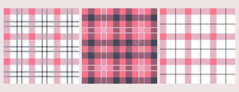 Picnic Tablecloth Plaid, Square Pink Gingham Seamless Patterns or Checkered Napkins Stock Vector ...