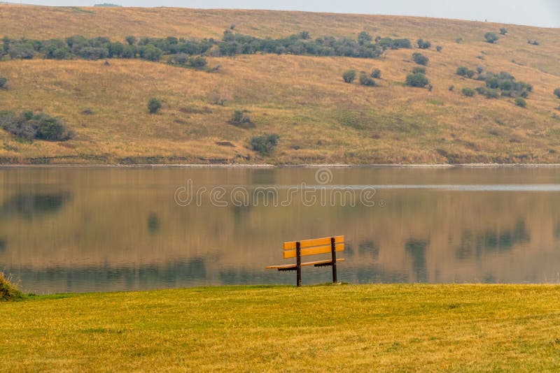 Picnic Tables and Bench Sit Alone by the Waters Edge. Chain Lakes ...