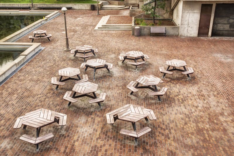 Picnic tables stock photo. Image of picnic, summer, lunch - 60388588