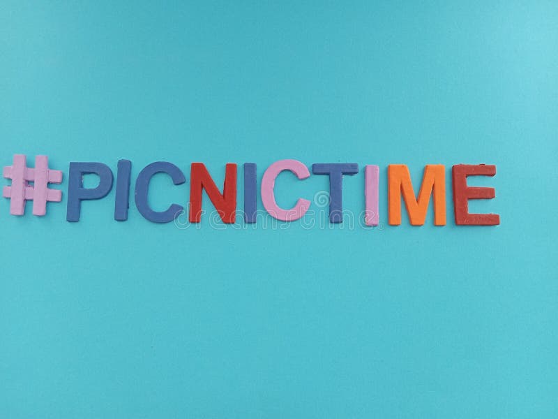 #picnictime Picnic Time Sign on a Blue Background Stock Photo - Image ...
