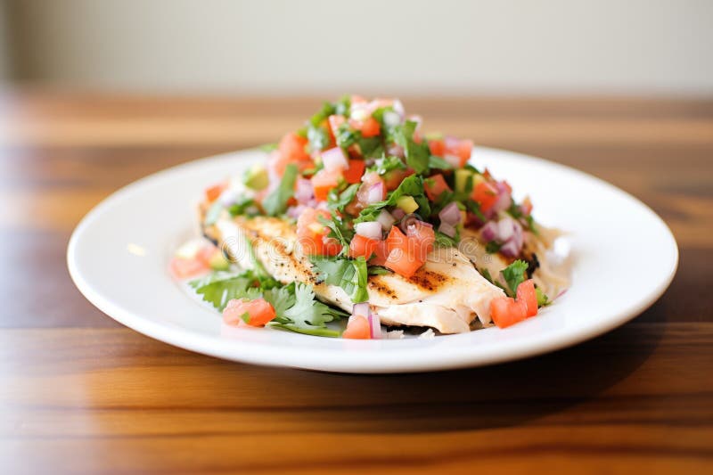 Pico De Gallo As a Topping on Grilled Chicken Stock Image - Image of ...