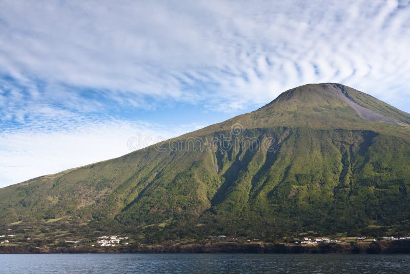 Pico Volcano View from the Sea, Pico Island, Azore Stock Image - Image ...