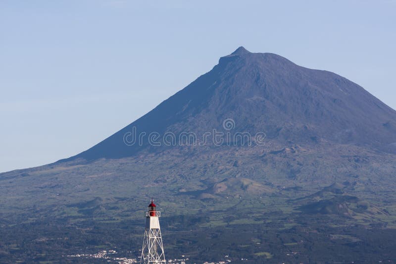 The Pico volcano. stock photo. Image of water, mountain - 95406954