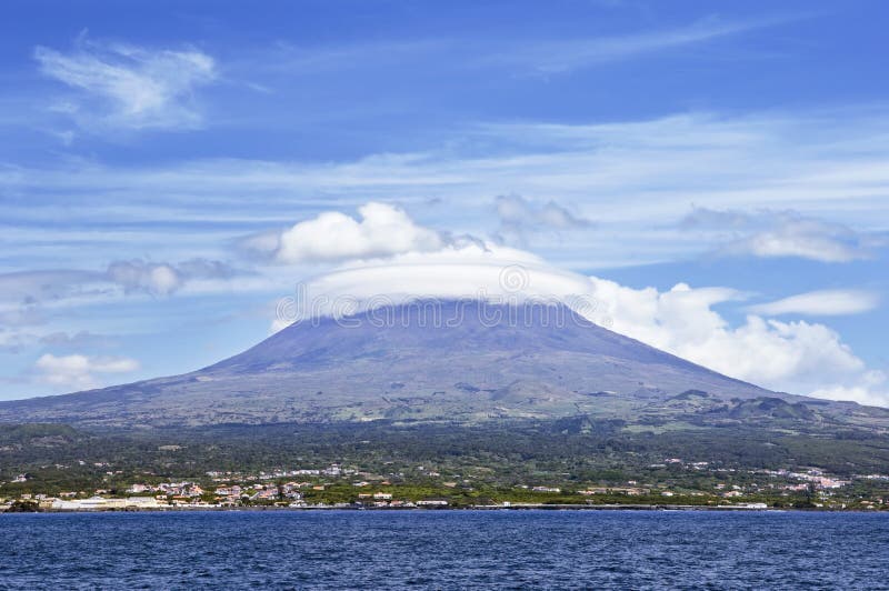 Pico Volcano View from the Sea, Pico Island, Azore Stock Image - Image ...