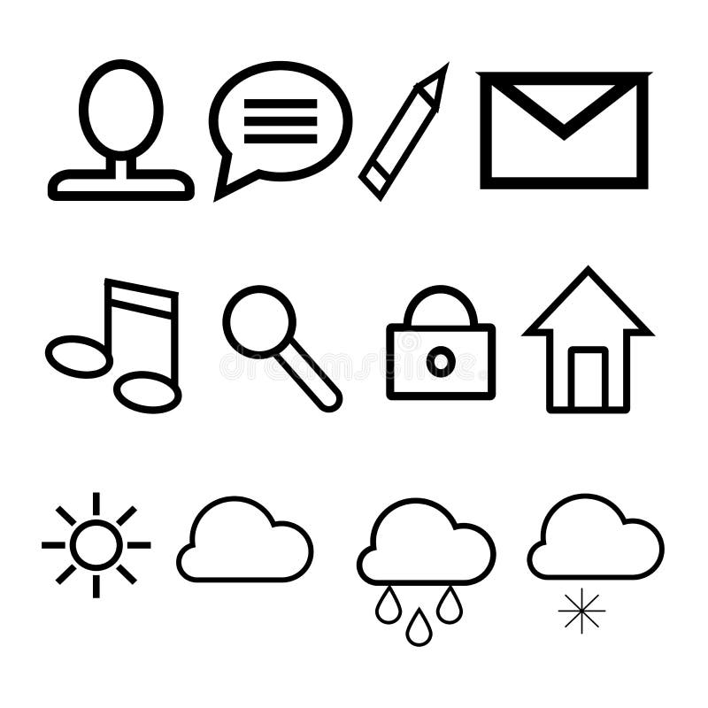Plain Icon Set: Internet and Blog Stock Vector - Illustration of icon ...