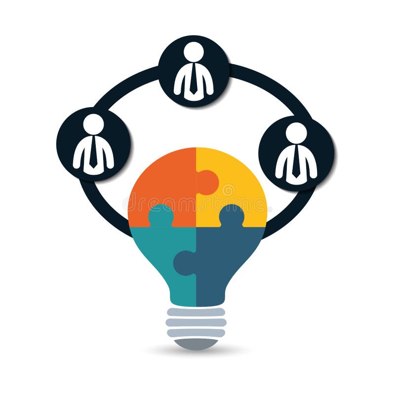 Pictogram Bulb Puzzle Teamwork Support Design Stock Vector ...