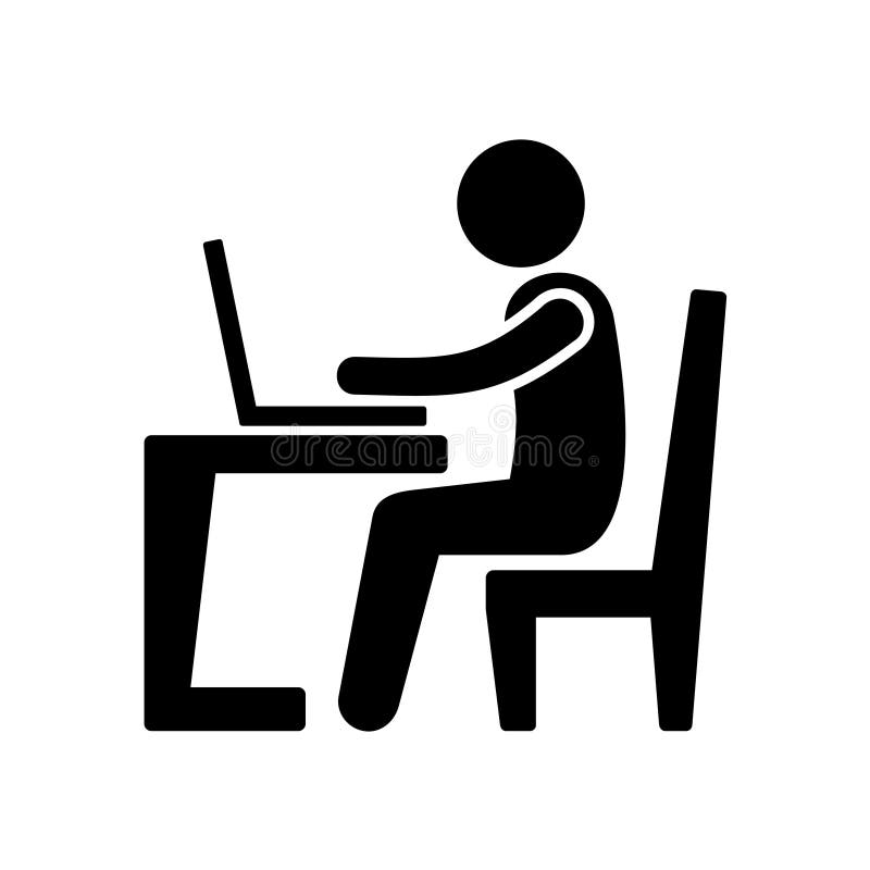 Pictogram Businessman Working on Computer. Vector Stock Vector ...