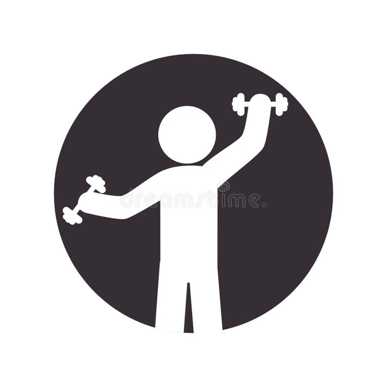 Pictogram Circular Frame with Man Lifting a Dumbbell Stock Vector ...