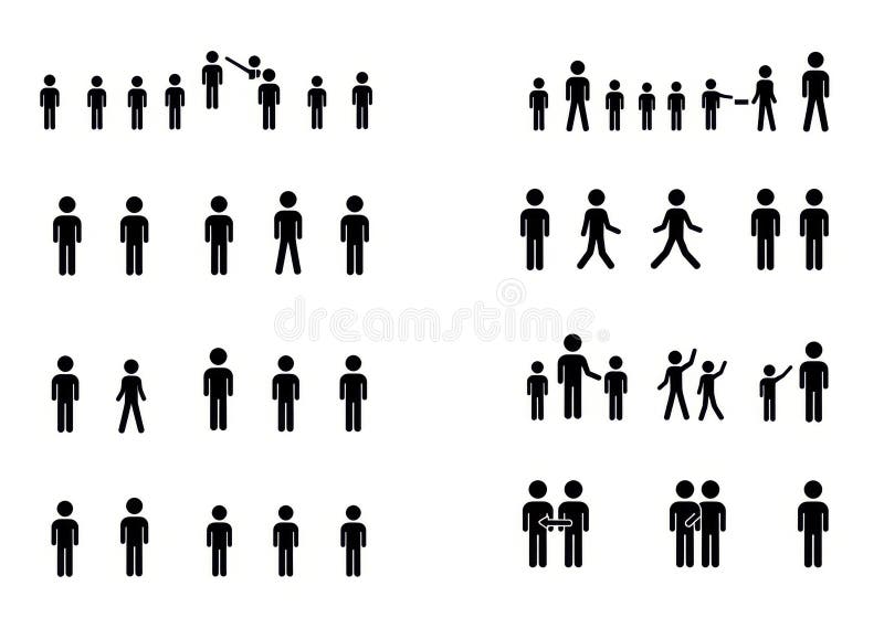 Pictogram Figures in Various Groups Stock Illustration - Illustration ...