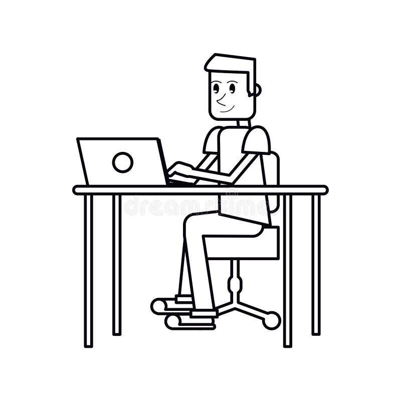 Pictogram Guy Laptop Desk Workplace Stock Illustrations – 39 Pictogram ...