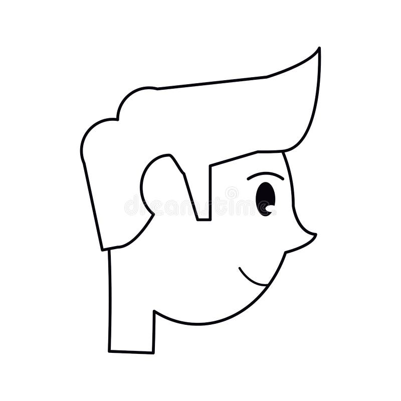 Pictogram Head Young Man Smiling Side Stock Vector - Illustration of ...