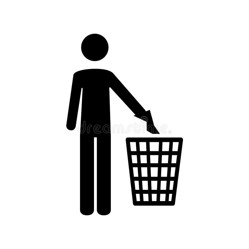 Pictogram Person Throwing Trash in Basket Stock Vector - Illustration ...