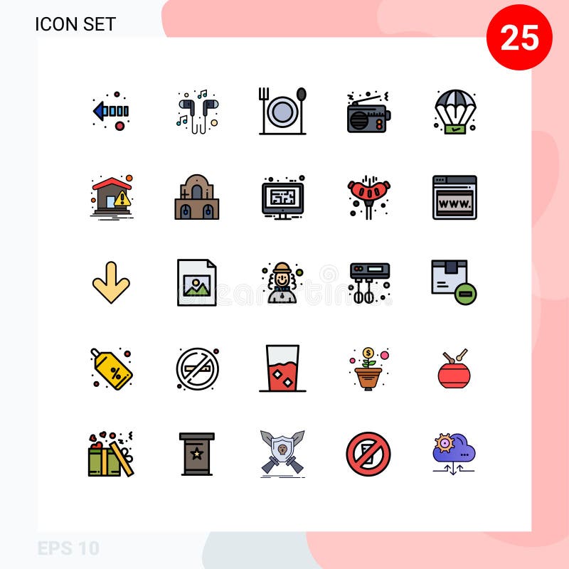 Pictogram Set of 25 Simple Filled Line Flat Colors of Process ...