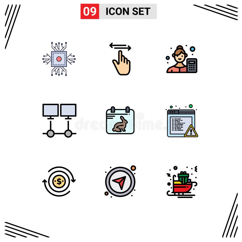 Pictogram Set of 9 Simple Filledline Flat Colors of Internet, Connect ...