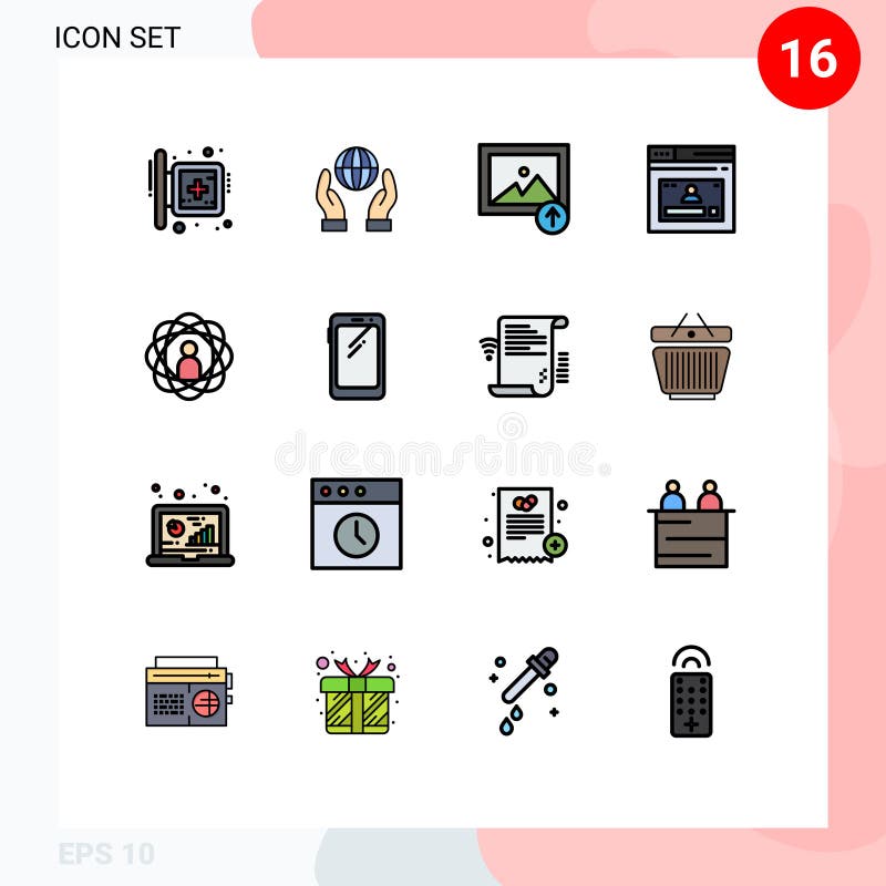 Pictogram Set of 16 Simple Flat Color Filled Lines of Abilities ...
