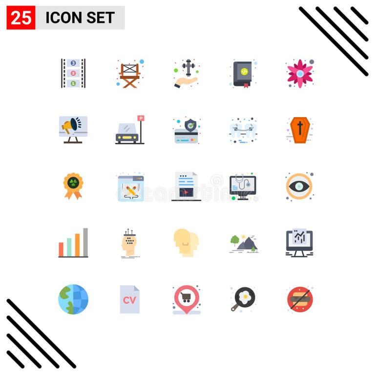 Pictogram Set of 25 Simple Flat Colors of Flower, Coding, Celebration ...