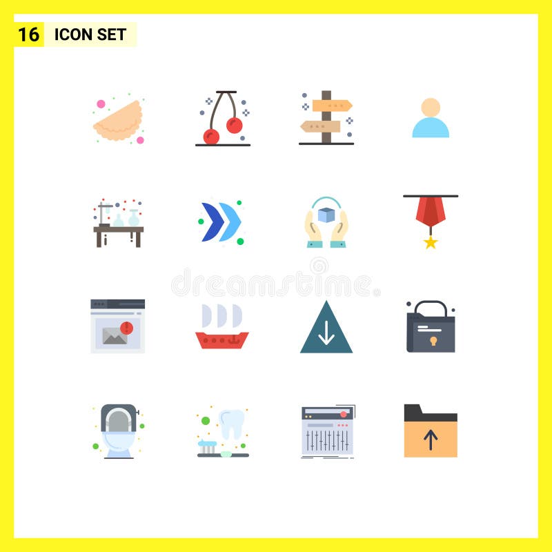 Pictogram Set of 16 Simple Flat Colors of Lab, Experiment, Tag ...