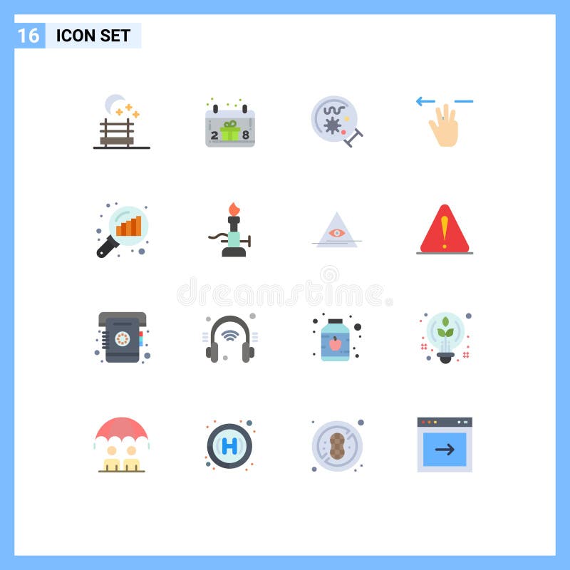 Pictogram Set of 16 Simple Flat Colors of Search Stats, Graph Analysis ...