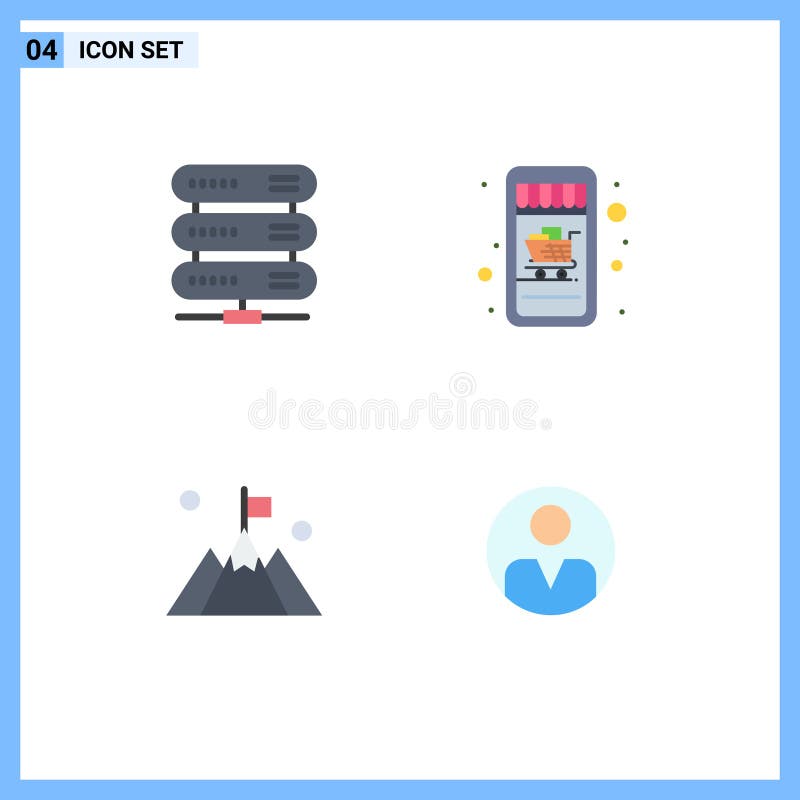Pictogram Set of 4 Simple Flat Icons of Computing, Mountain, Storage ...