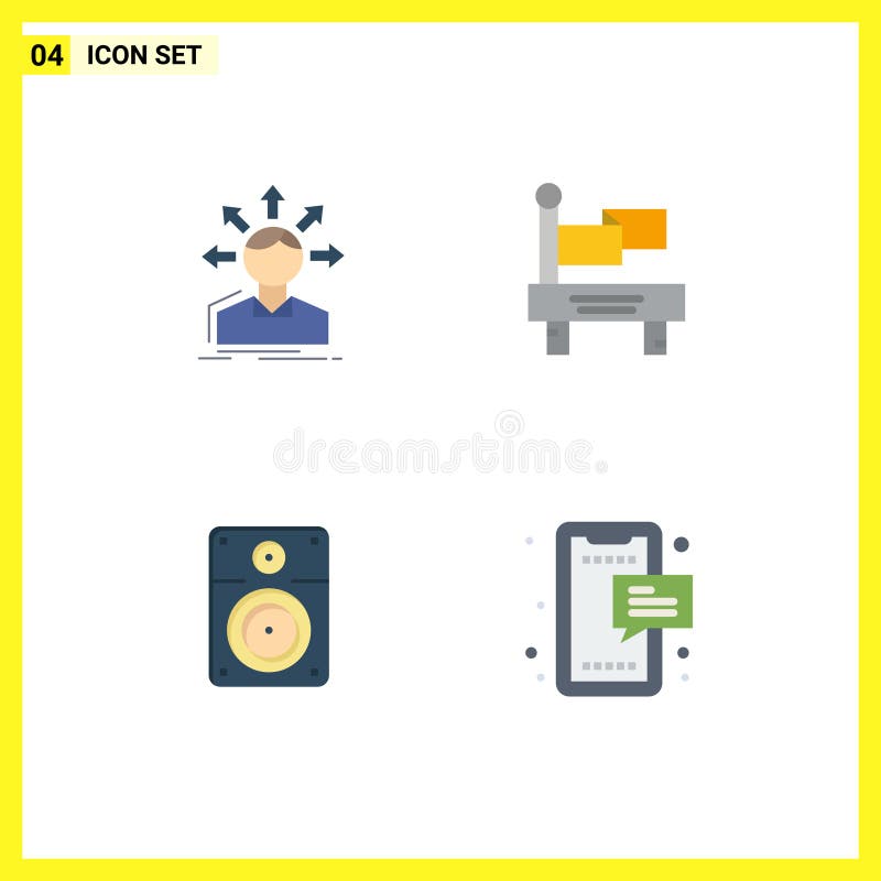 Pictogram Set of 4 Simple Flat Icons of Conversion, Loud, Structure ...